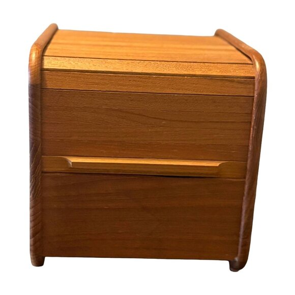 Teak-Tech | Office | Teaktech Wood File Box Tambour Roll Top Desk Top Storage Organizer | Poshmark